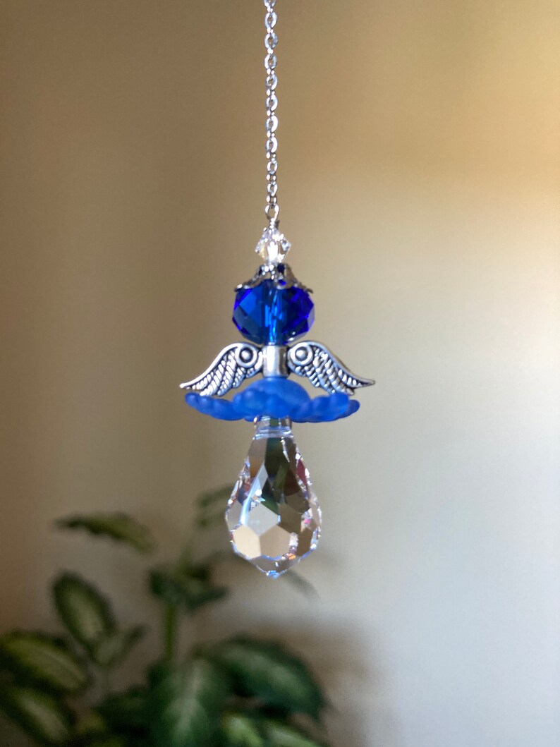 Small Teardrop Angel Prism Winged Angel Pendant Cobalt Blue - Etsy