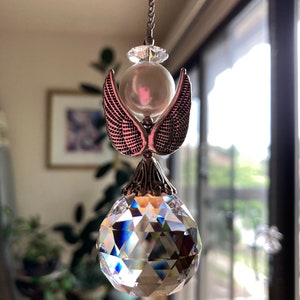 Comforting Gift Angel Sun Catcher Crystal Prism Ornament Silver Angel ...