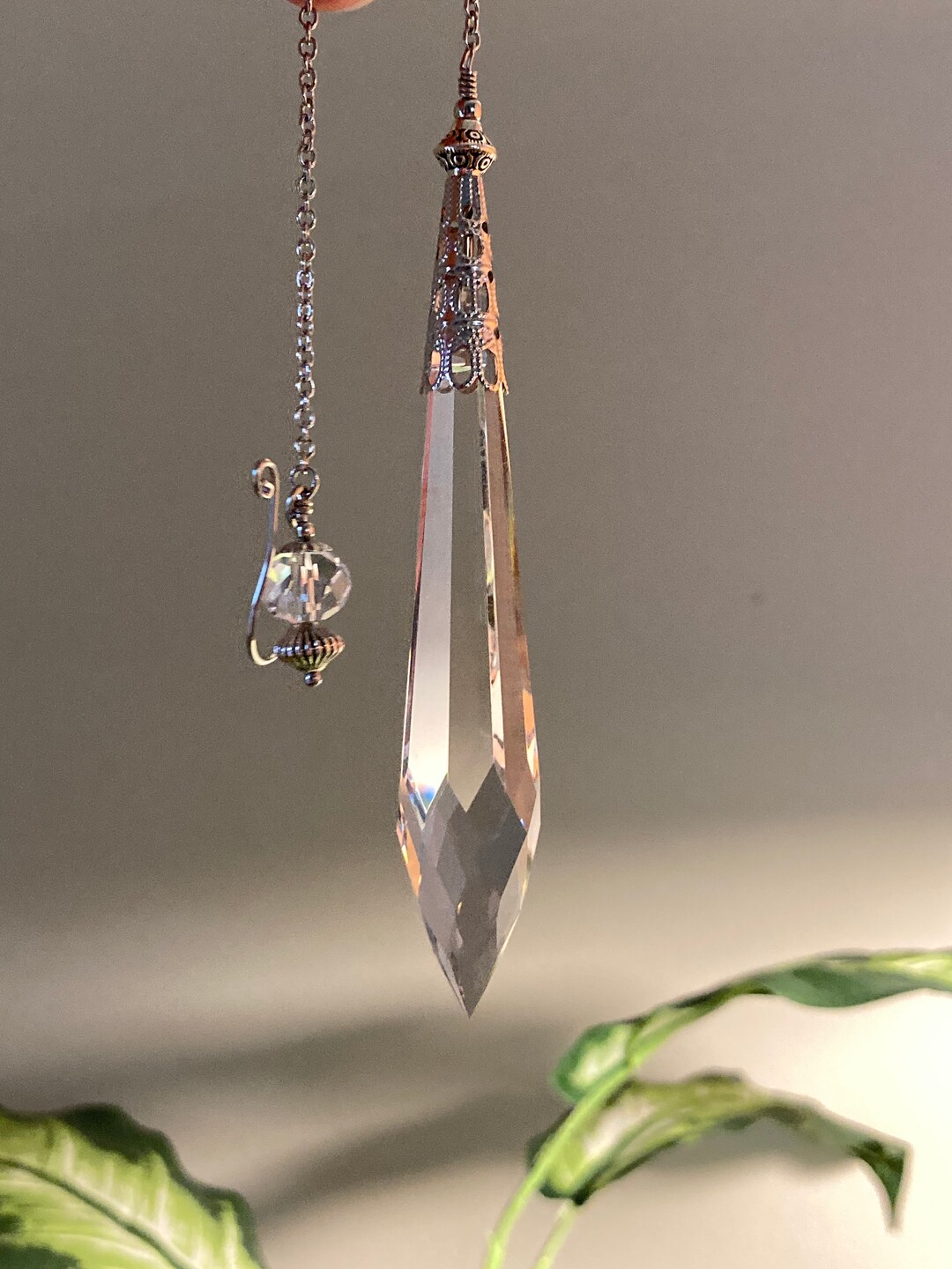 Large Crystal Glass Pendulum Prism Clear Point Divination Pendant - Etsy
