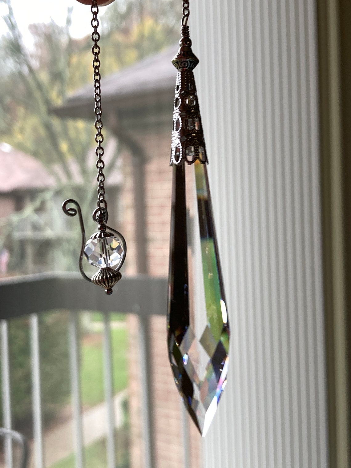 Large Crystal Glass Pendulum Prism Clear Point Divination | Etsy