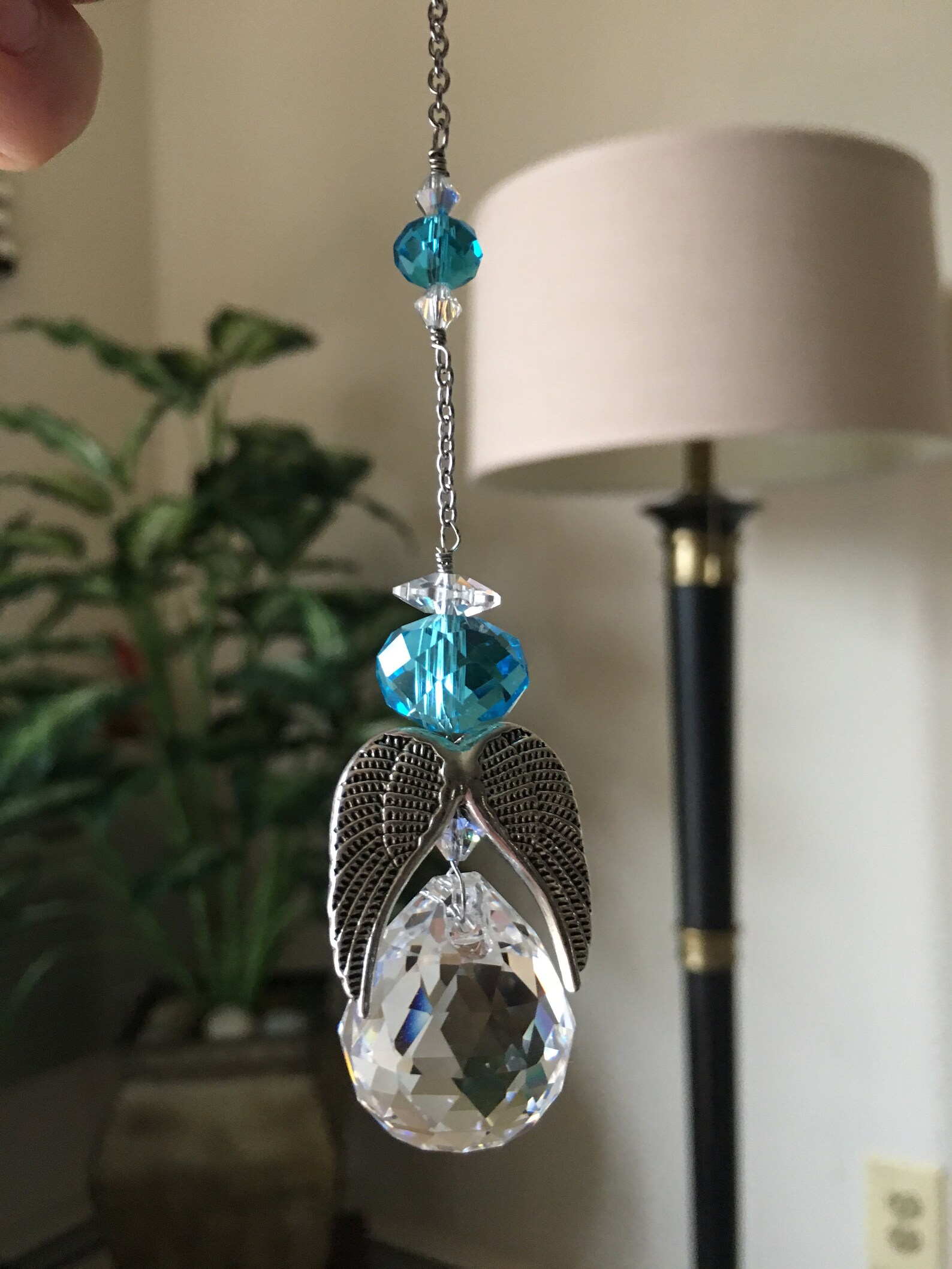 Blue Topaz Suncatcher Crystal Guardian Angel Silver Angel - Etsy