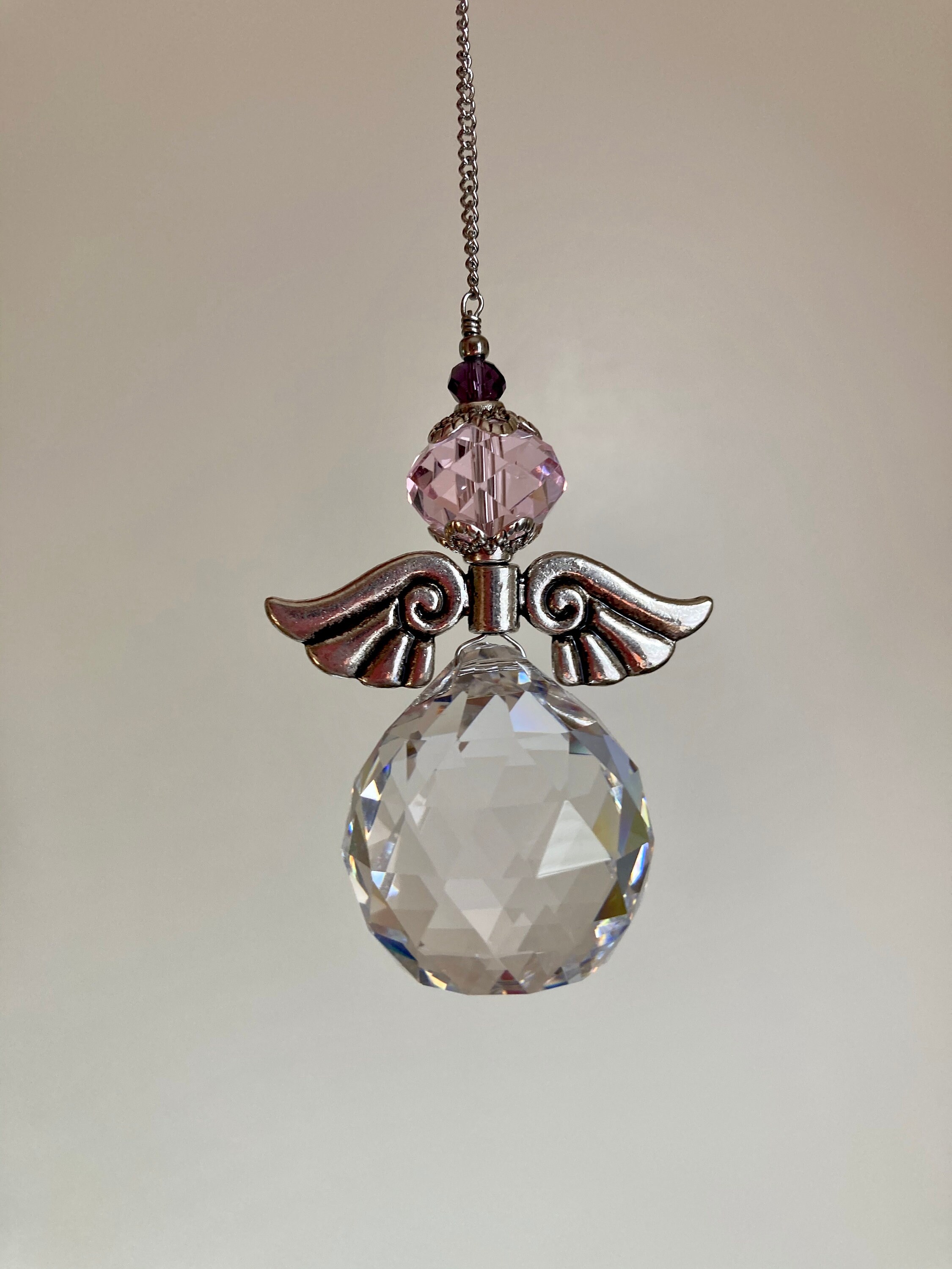 Pink Guardian Angel Crystal Ball Sun Catcher Window Prism - Etsy