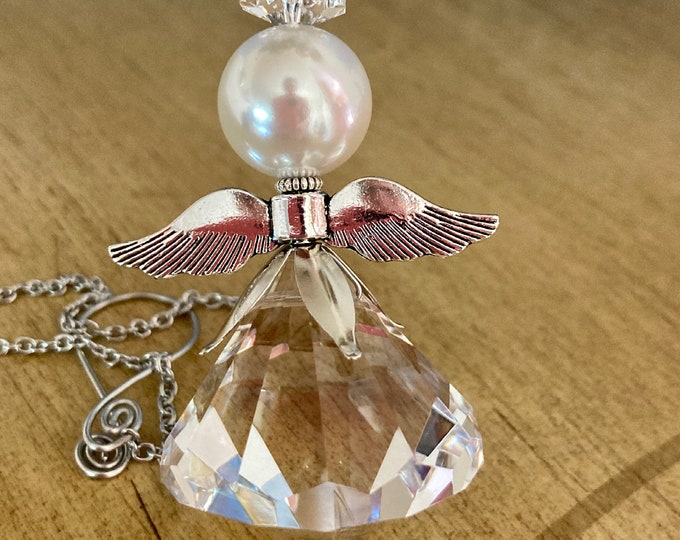 Clear Glass Angel Sun Catcher Ornament Guardian Angel Pendant Crystal ...