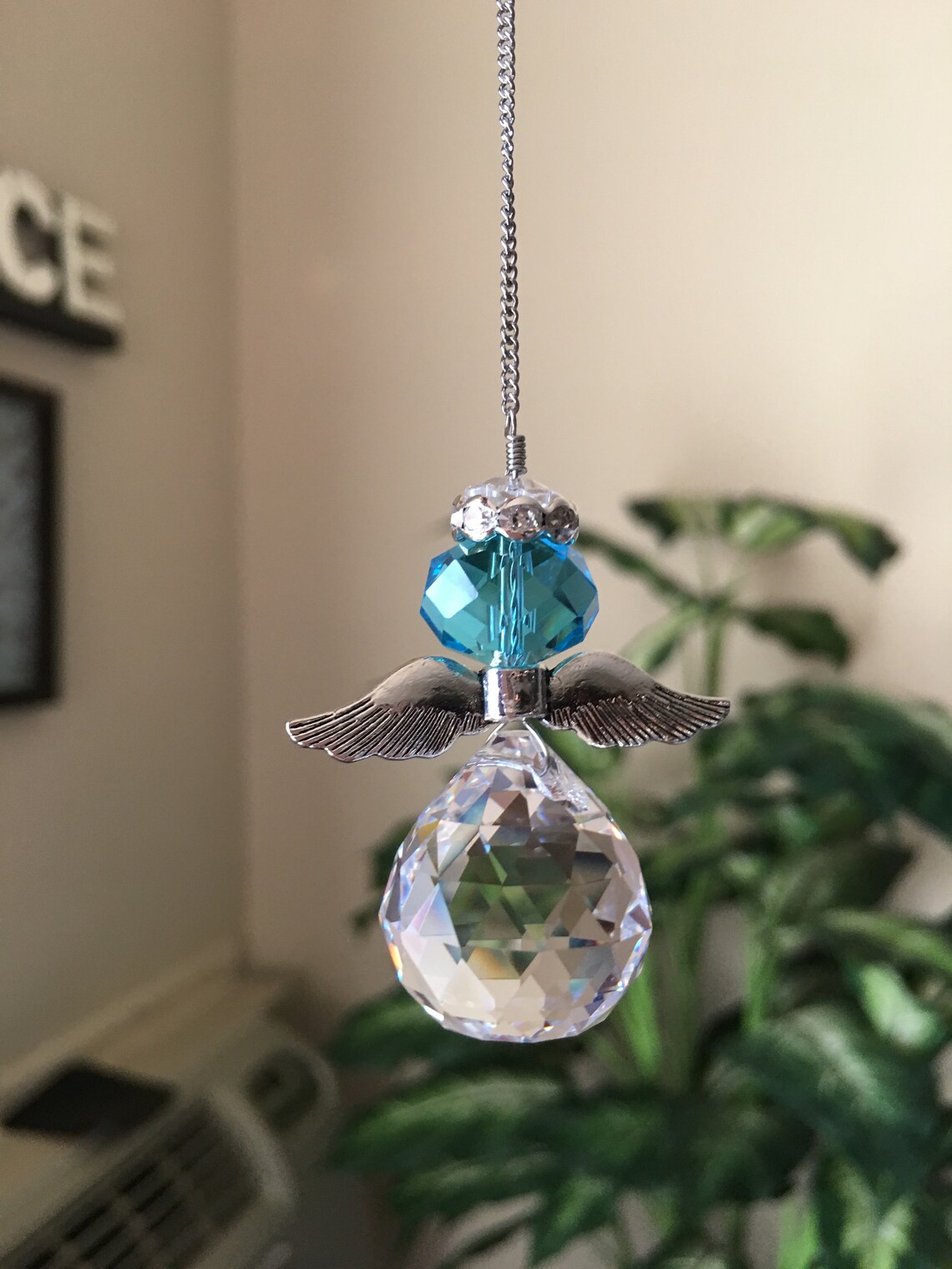 Angel Sun Catcher Blue Angel Angel Prism Birthday Stone - Etsy