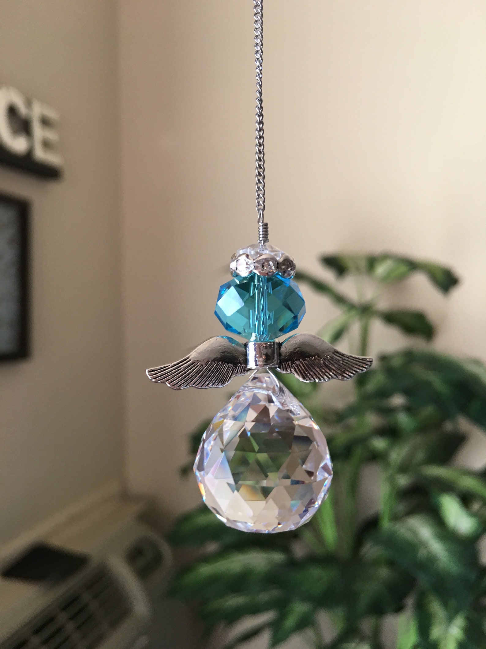 Angel Sun Catcher Blue Angel Angel Prism Birthday Stone | Etsy