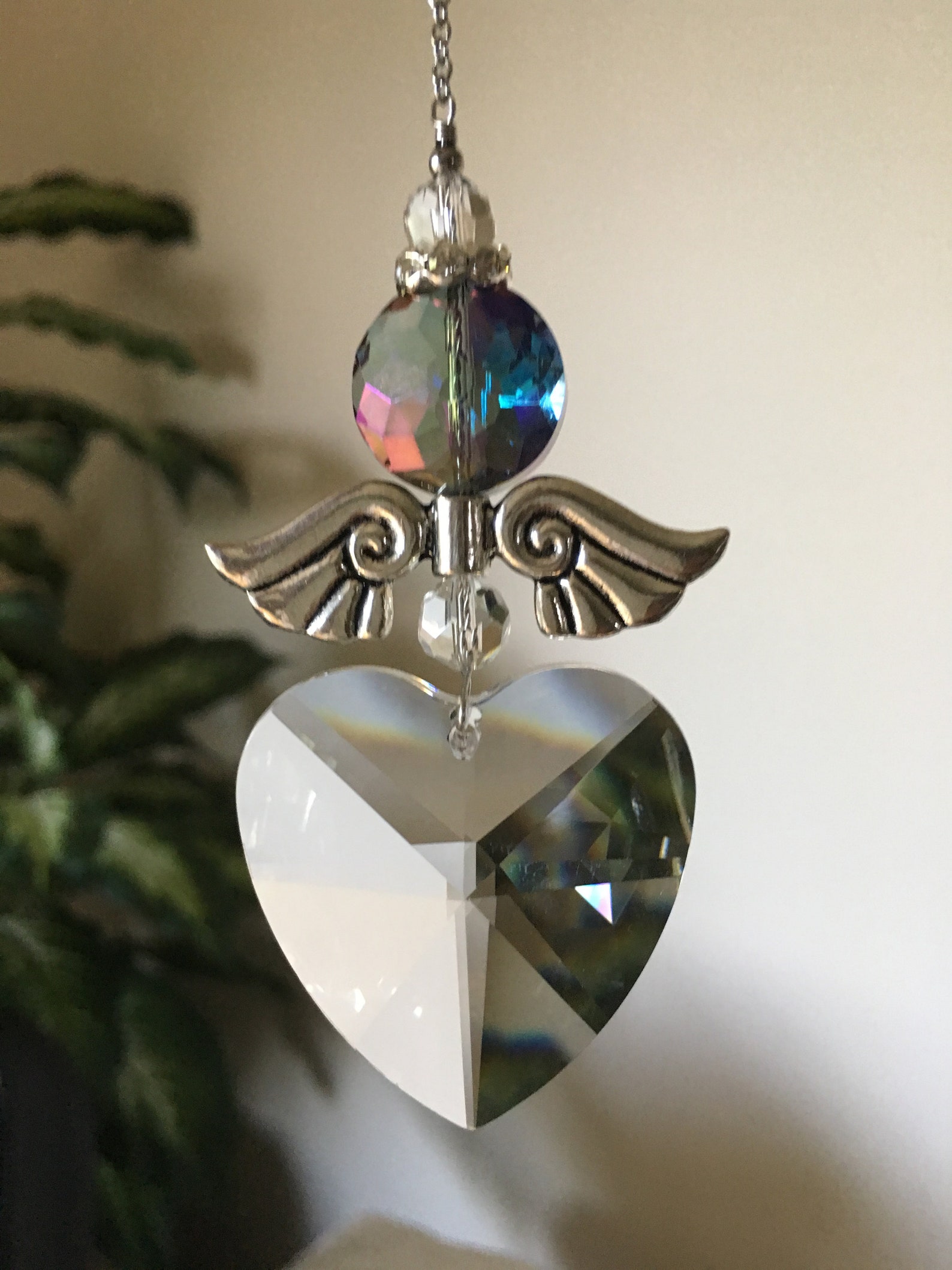 Blue Angel Memorial Ornament With Heart Sun Catcher Prism | Etsy