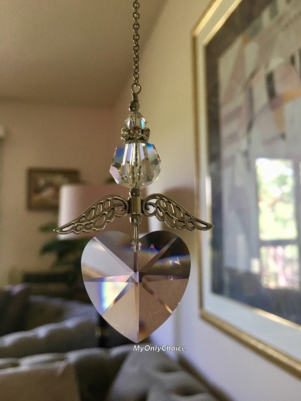 Love Angel Light Pink Crystal Glass Prism Angel Suncatcher | Etsy