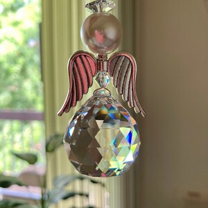 White Pearl Crystal Glass Angel Prism Angel Sun Catcher Teardrop Angel ...