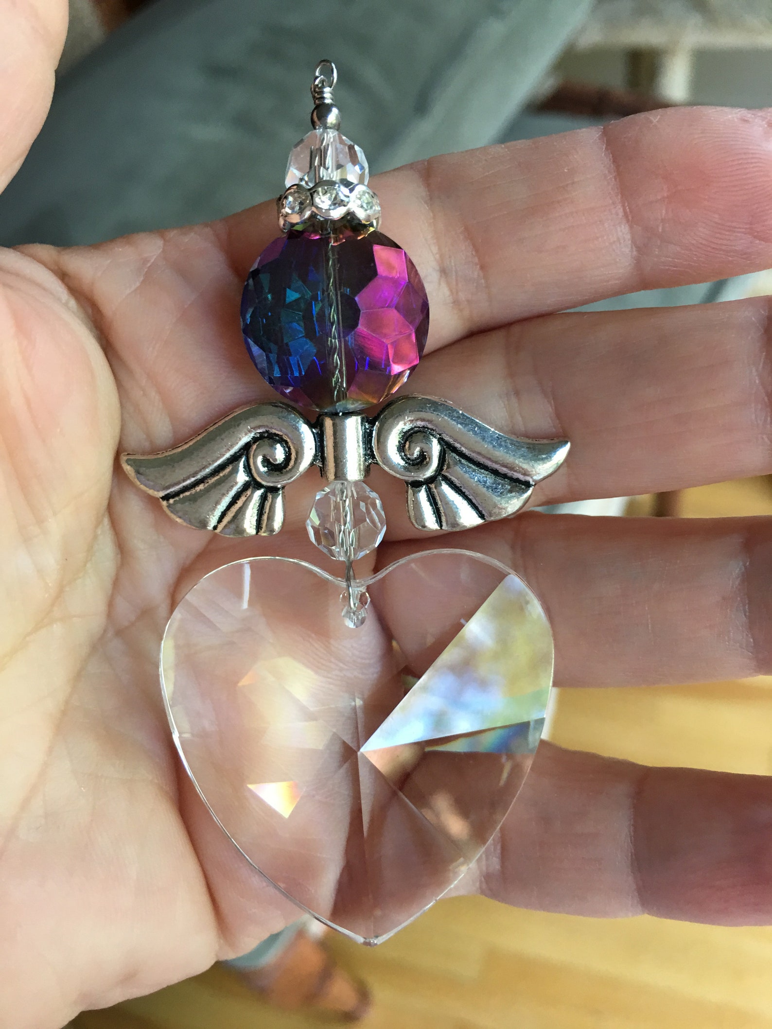 Blue Angel Memorial Ornament With Heart Sun Catcher Prism | Etsy