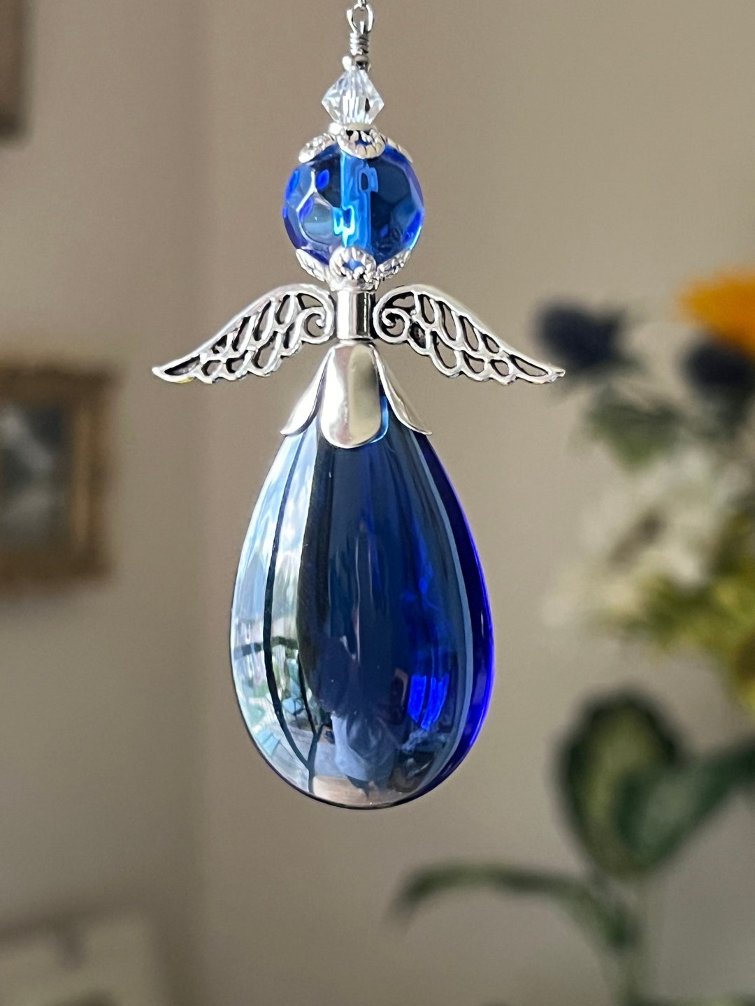 Royal Blue Angel Drop Pendant Ornament September Birthday - Etsy