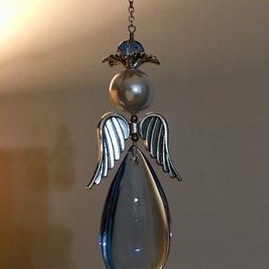 Blue Teardrop Glass Pendant Blue Angel, Christmas Ornaments, Windows ...
