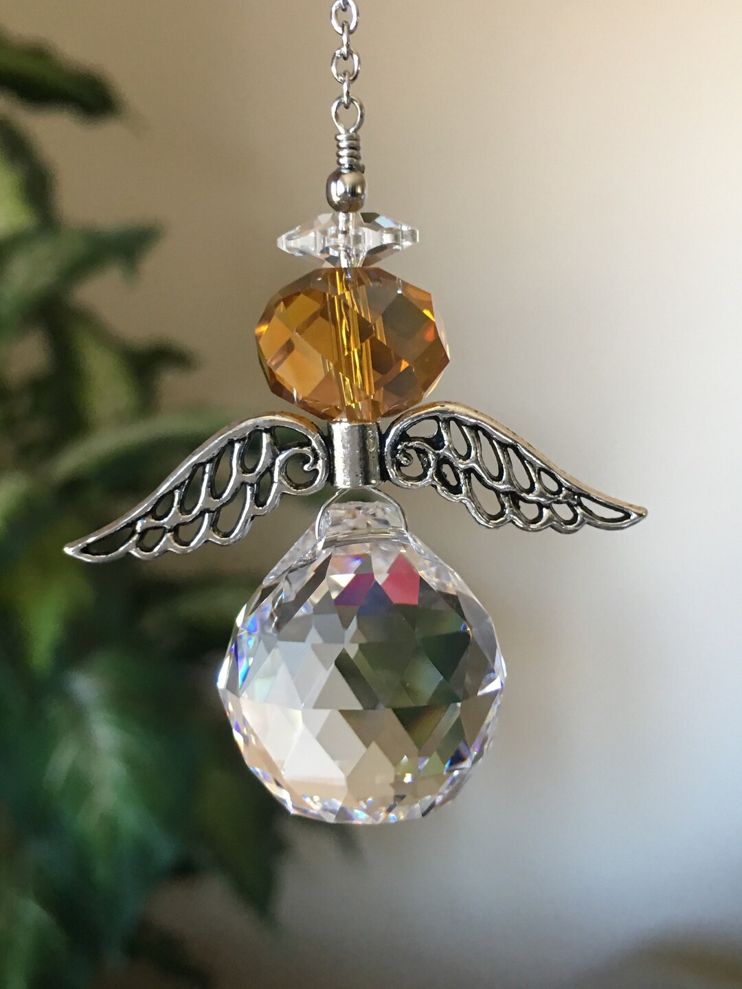 Yellow Topaz Crystal Glass Angel Prism, Yellow Angel Sun Catcher, Gifts ...