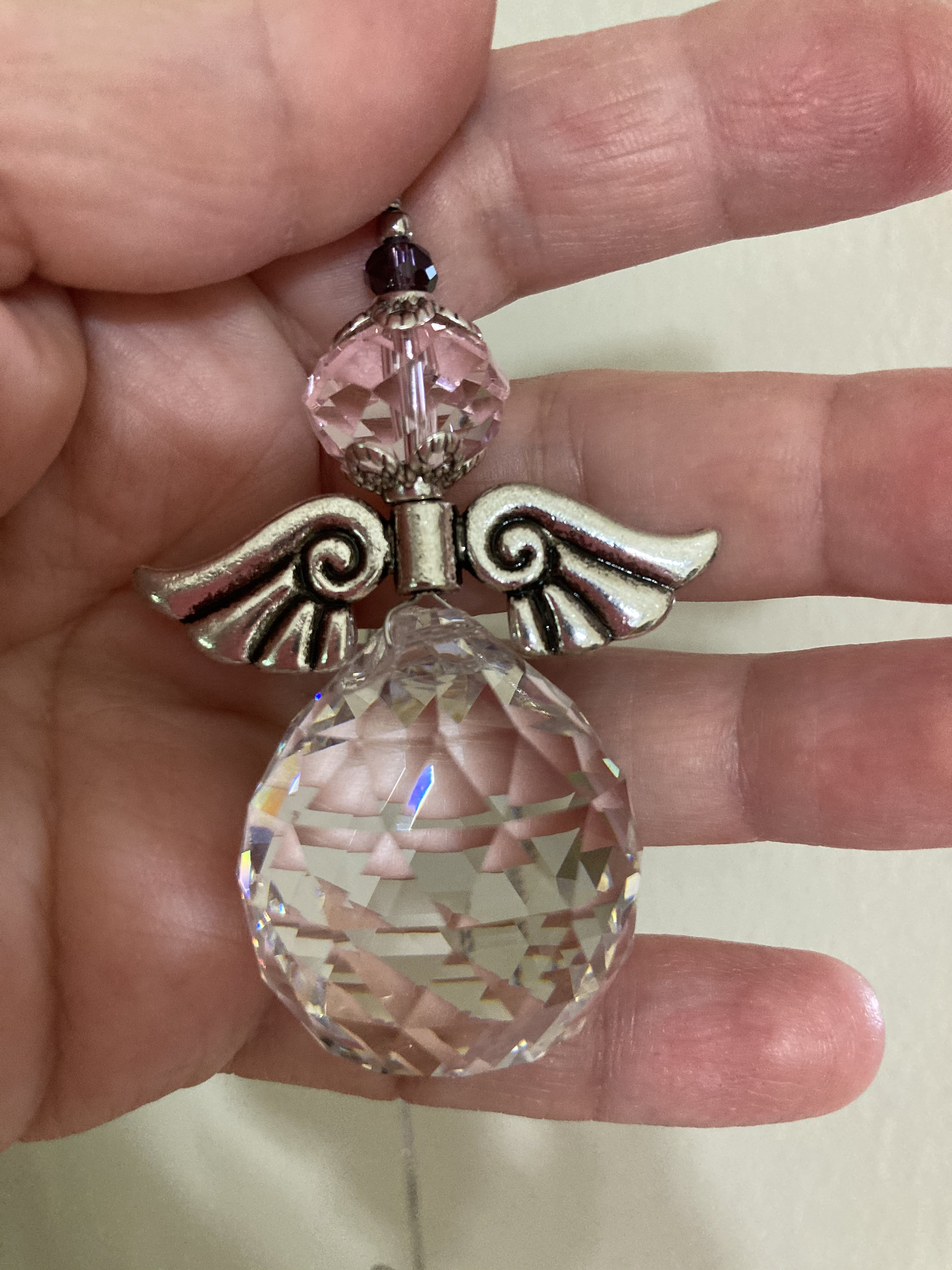 Pink Guardian Angel Crystal Ball Sun Catcher Window Prism | Etsy