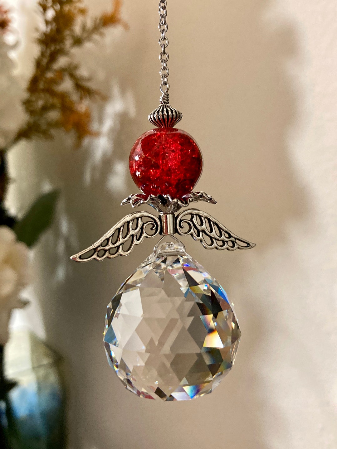 Red Green Christmas Angel Prism Window Ornament Tree Ornament - Etsy