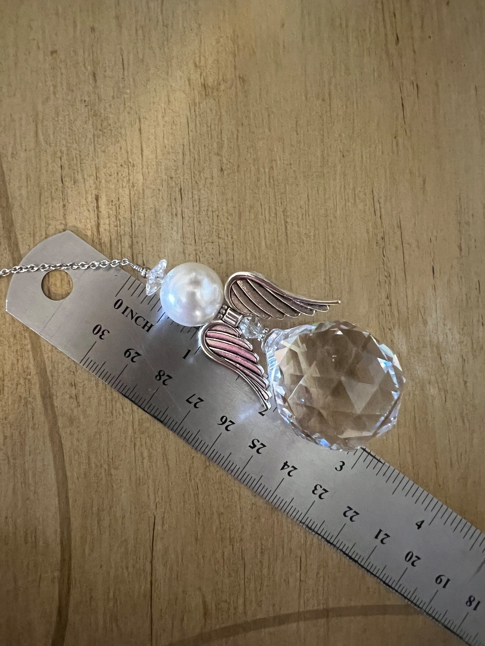 White Pearl Crystal Glass Angel Prism Angel Sun Catcher Teardrop Angel ...