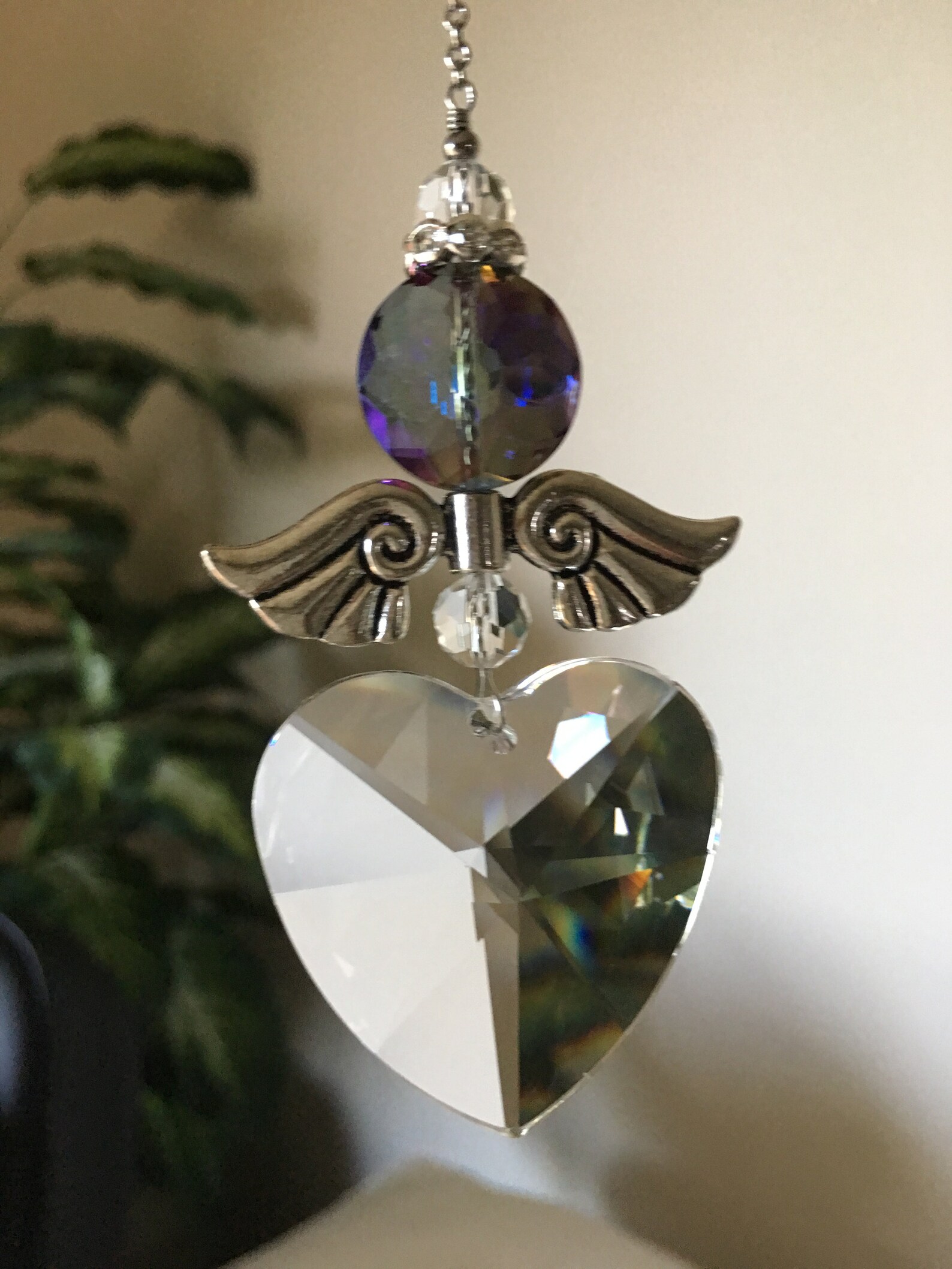 Blue Angel Memorial Ornament With Heart Sun Catcher Prism | Etsy