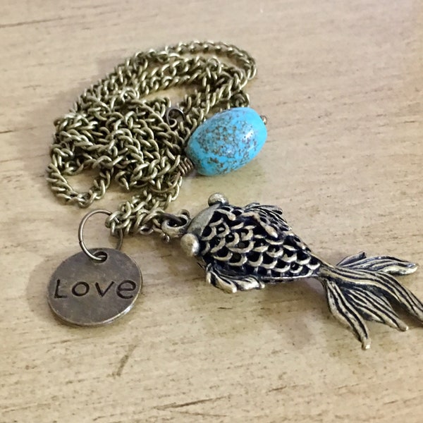 Antique Goldfish Pendant - Etsy