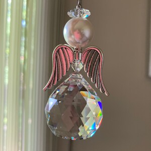 White Pearl Crystal Glass Angel Prism Angel Sun Catcher - Etsy