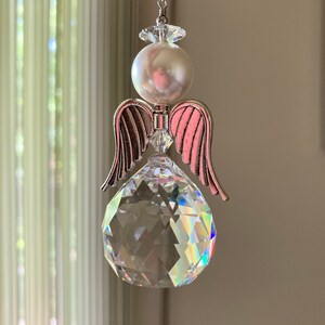 White Pearl Crystal Glass Angel Prism Angel Sun Catcher Teardrop Angel ...