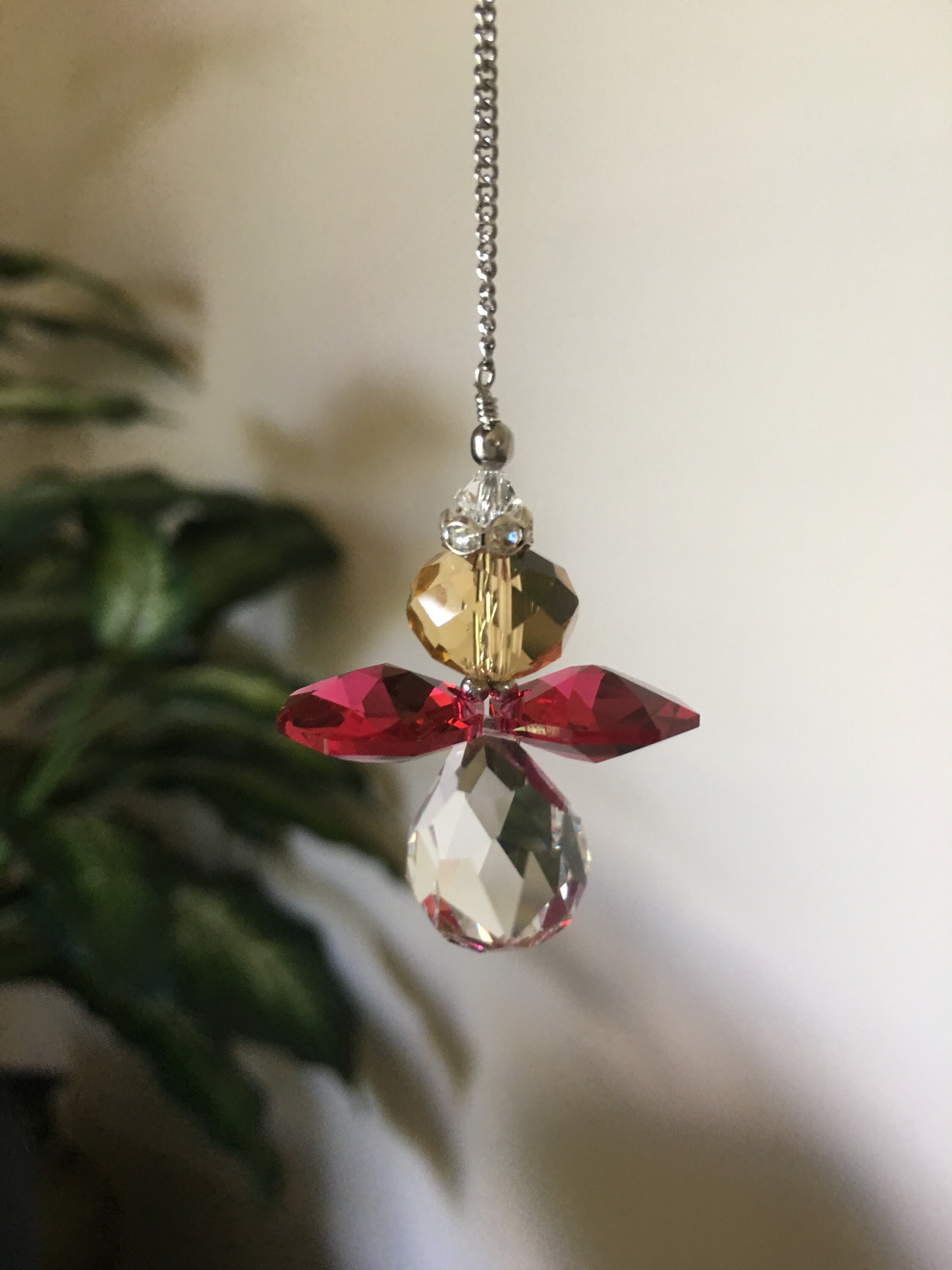 Small Flying Guardian Angel Prism Red Yellow Crystal Glass Angel ...