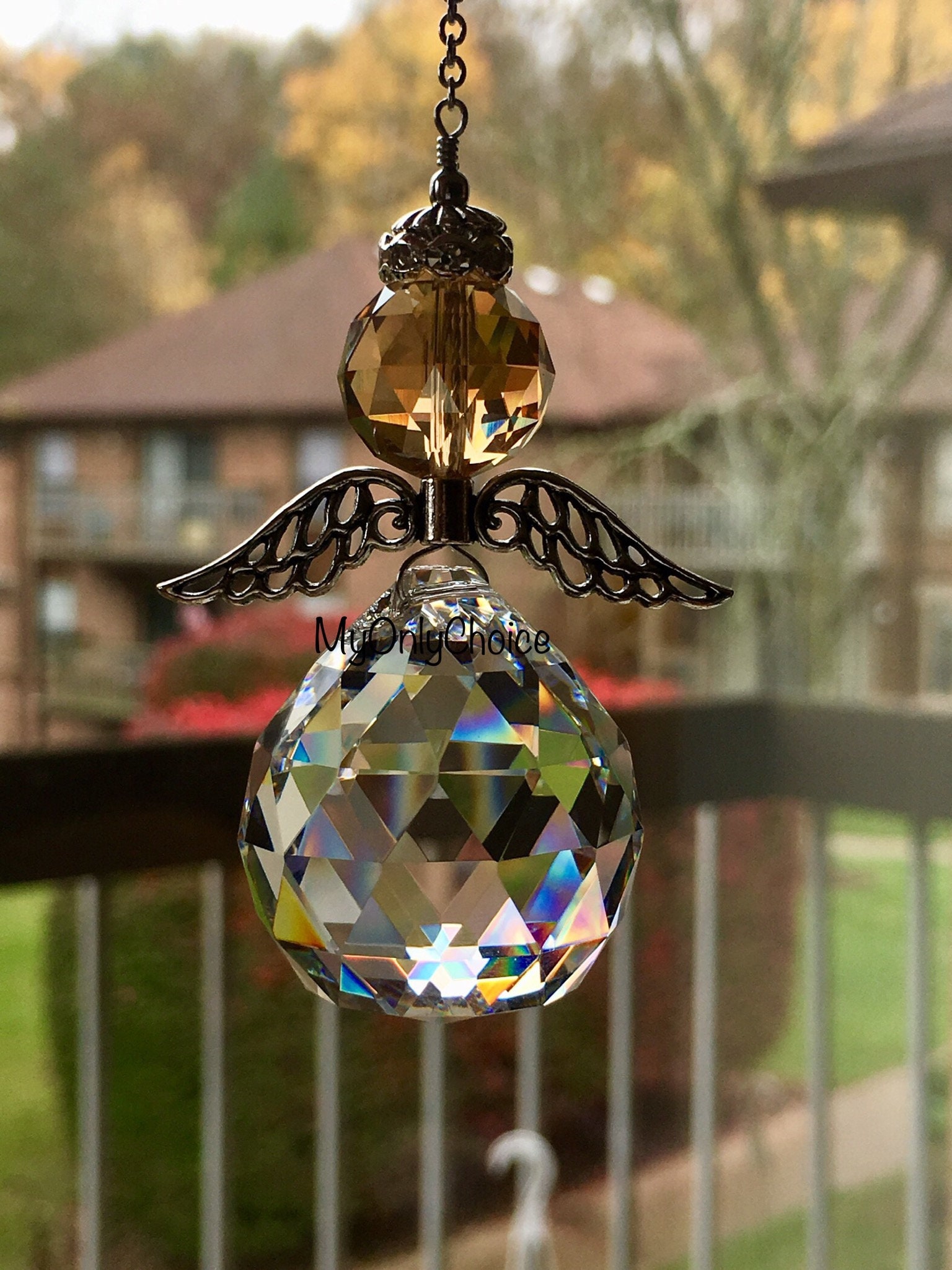Winged Pendant Sun Catcher Crystal Angel Ornament | Etsy