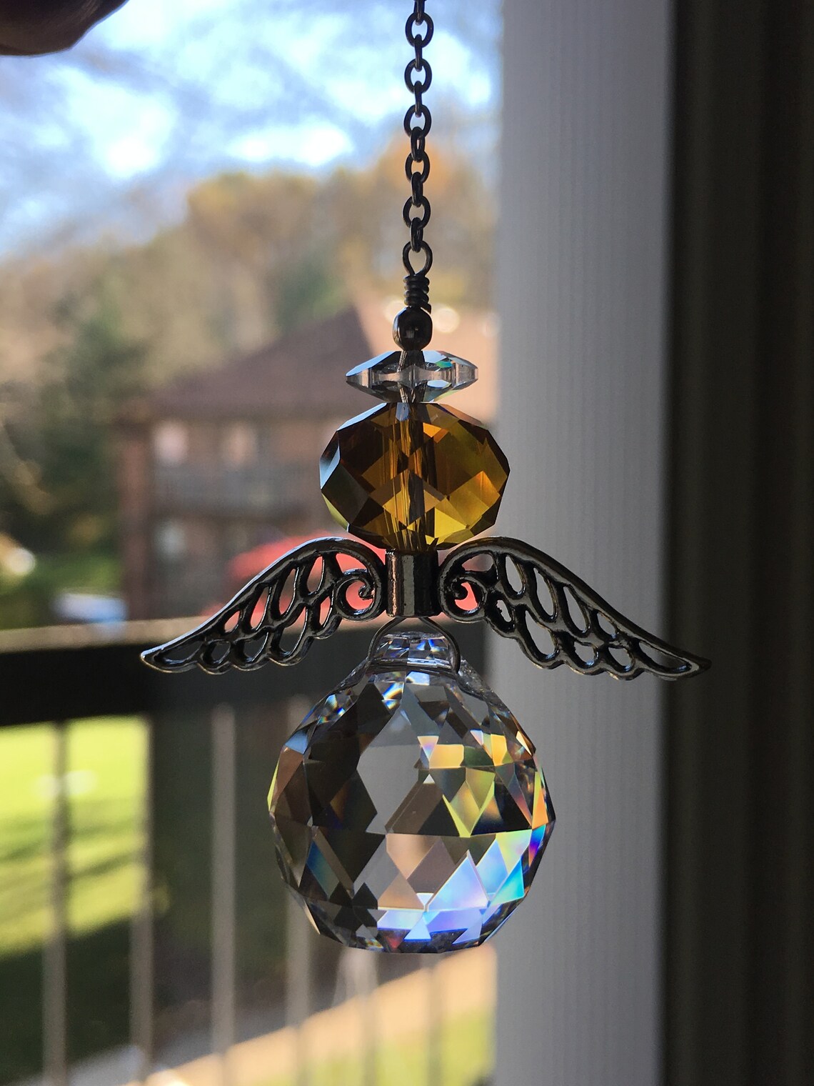 Yellow Topaz Crystal Glass Angel Prism Yellow Angel Sun - Etsy