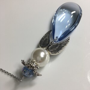 Light Blue Teardrop Glass Angel Window Ornament, Blue Guardian Angel ...