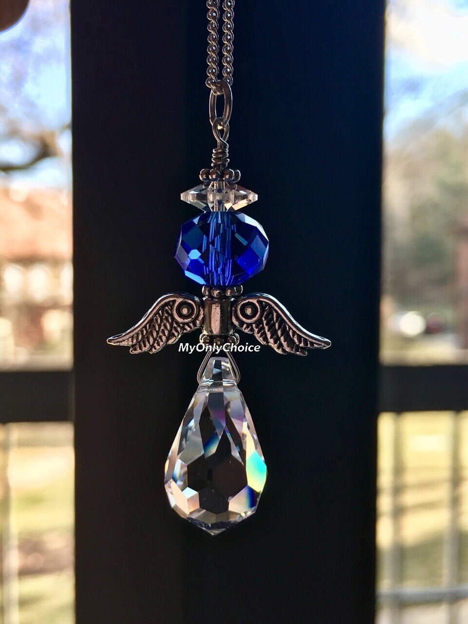 Guardian Angel Teardrop Crystal Pendant Chain Necklace - Etsy