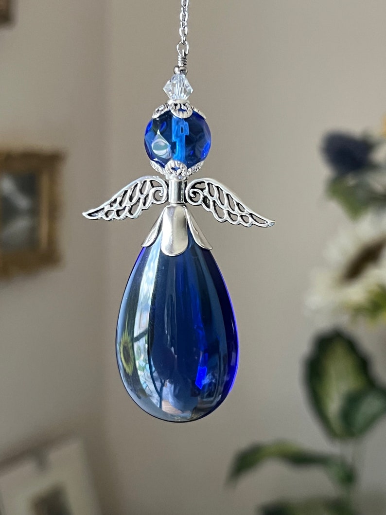 Royal Blue Angel Drop Pendant Ornament September Birthday - Etsy