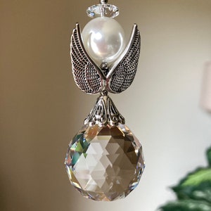 Comforting Gift Angel Sun Catcher Crystal Prism Ornament Silver Angel ...