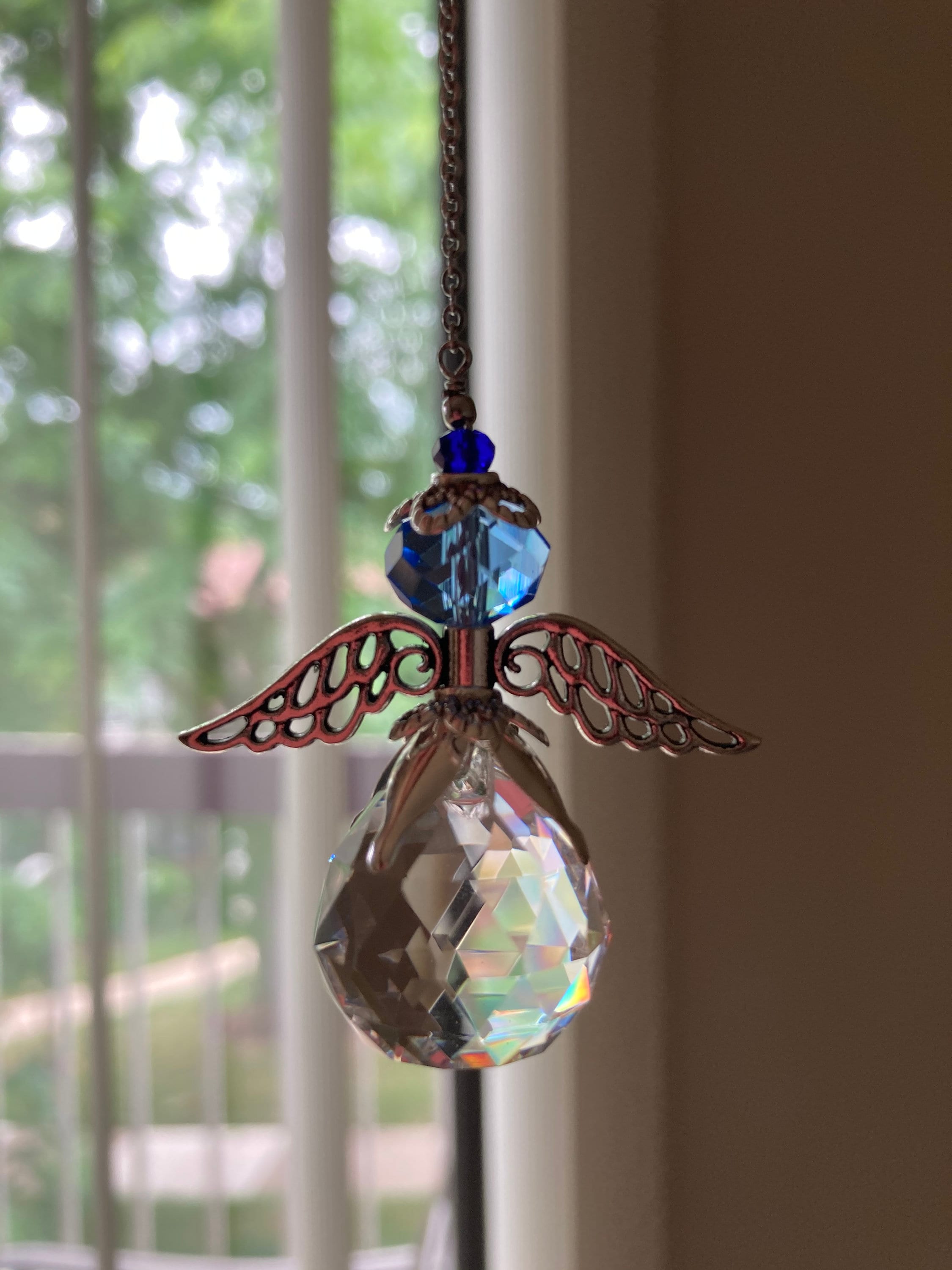 Sapphire Blue Angel Crystal Prism Winged Angel Sun Catcher | Etsy