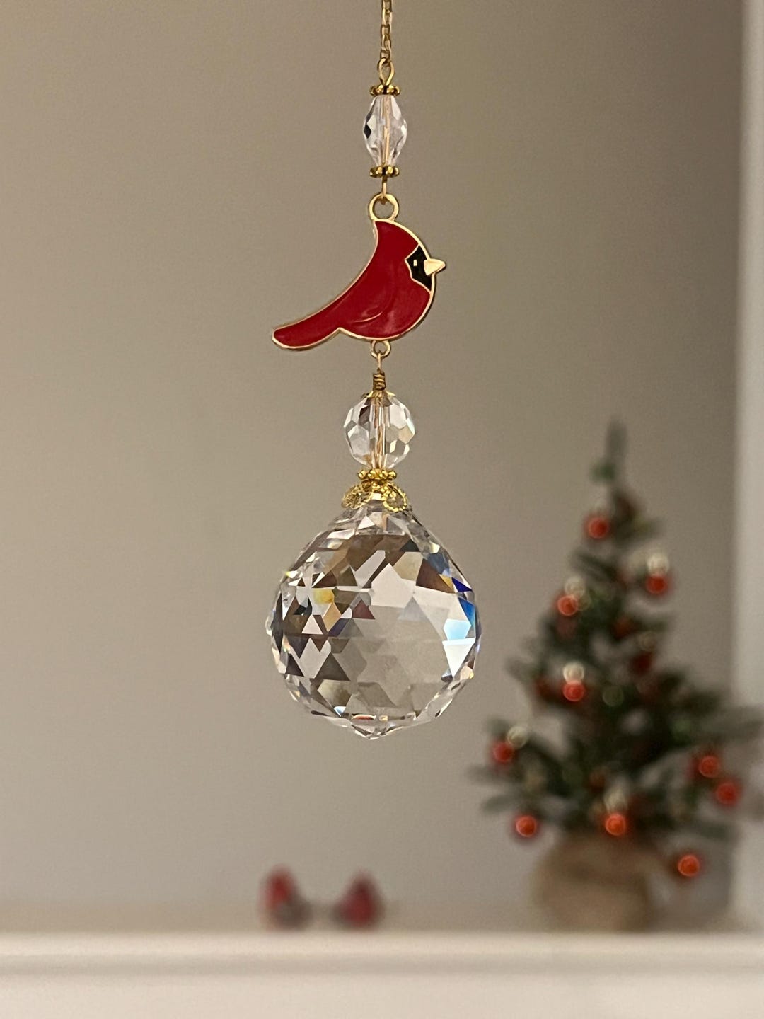 Red Cardinal Suncatcher Crystal Ornaments Memorial Gift - Etsy