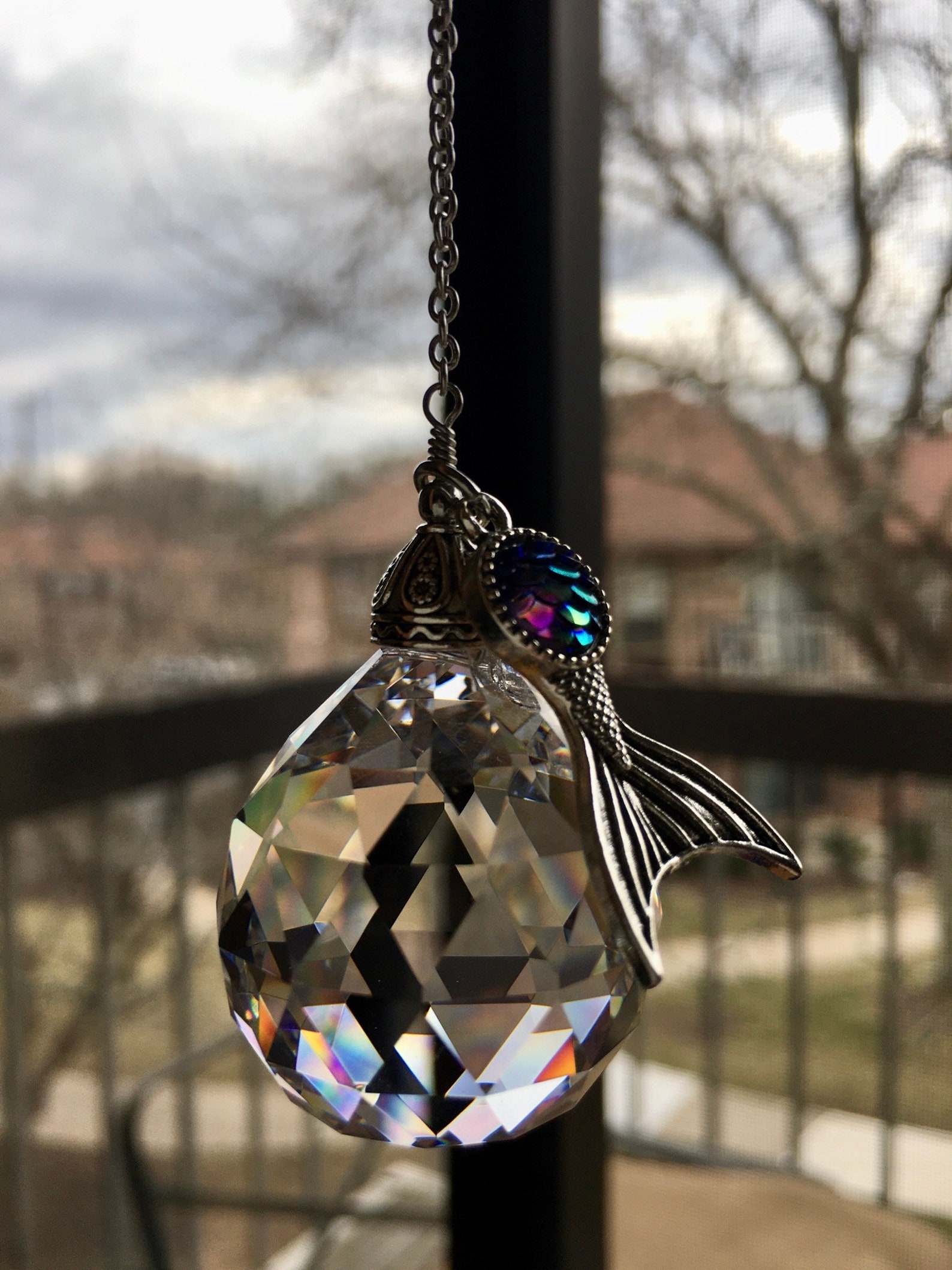 30mm Faceted crystal ball pendant Sun catcher crystal prism | Etsy