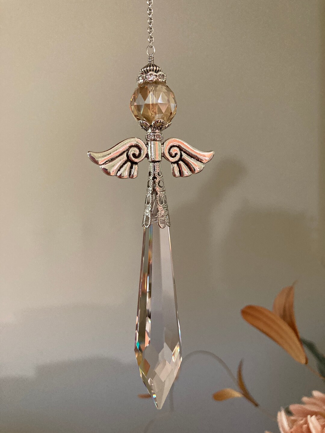 Icicle Cross Pendulum Angel Suncatcher Prism Religious Ornament Gift - Etsy