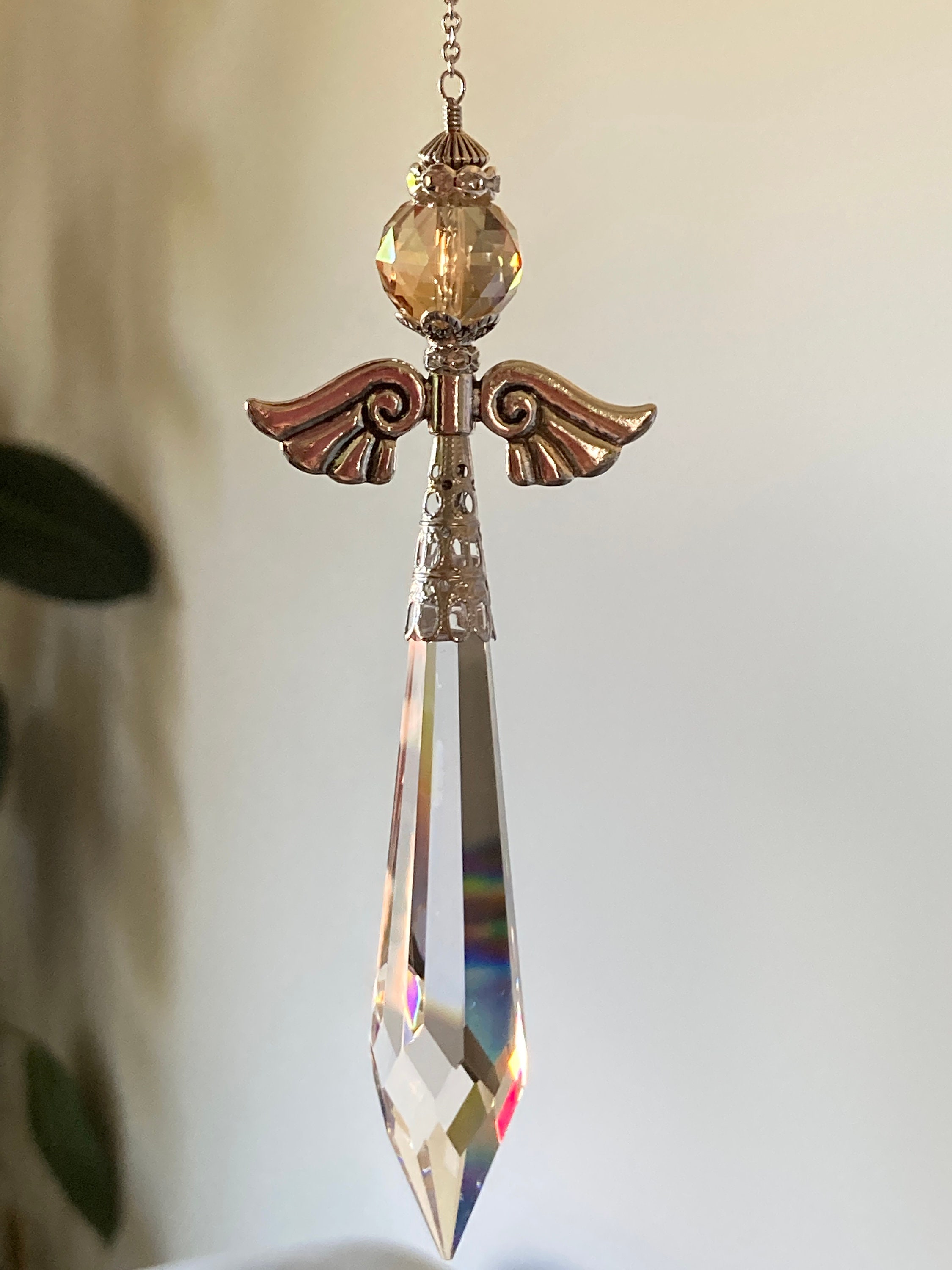 Icicle Cross Pendulum Angel Suncatcher Prism Religious Ornament Gift - Etsy