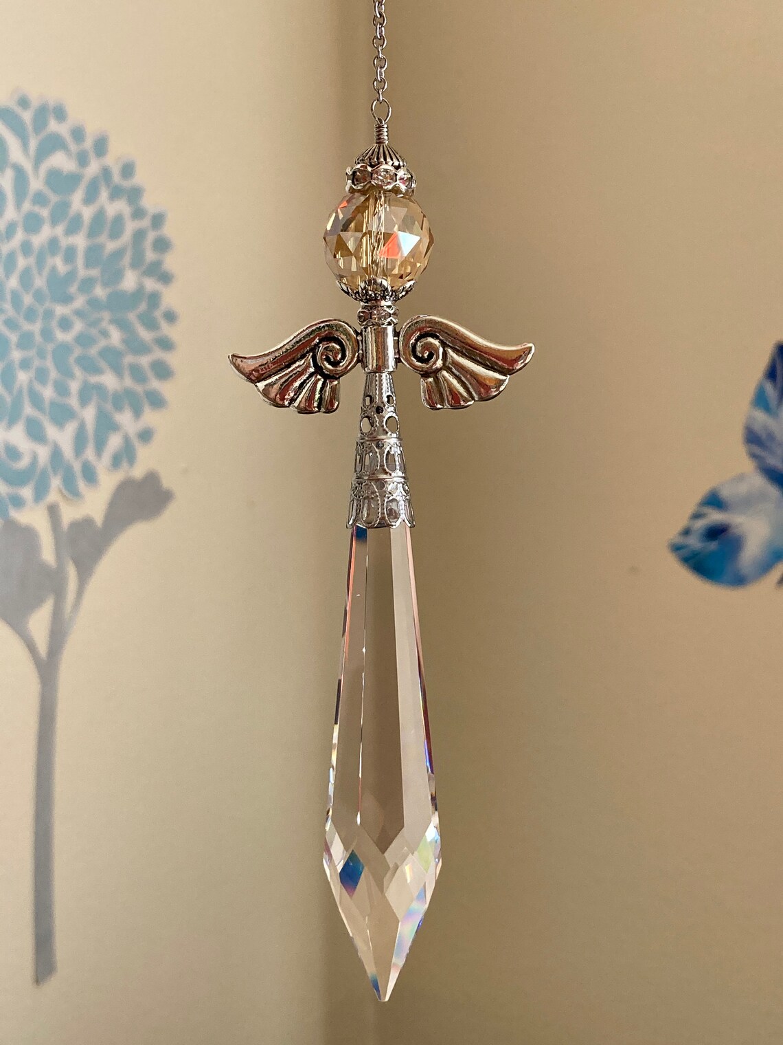 Icicle Cross Pendulum Angel Suncatcher Prism Religious Ornament Gift - Etsy