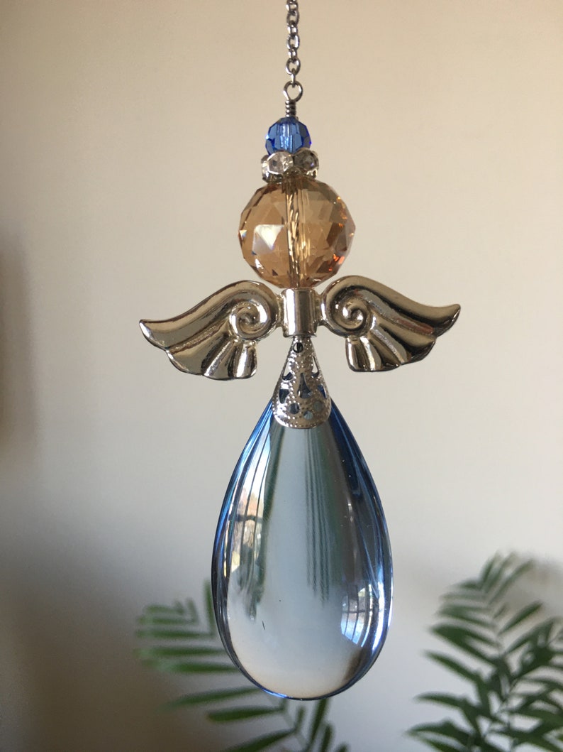 Baby Blue Teardrop Guardian Angel Pendant Angel Wing Pendant - Etsy