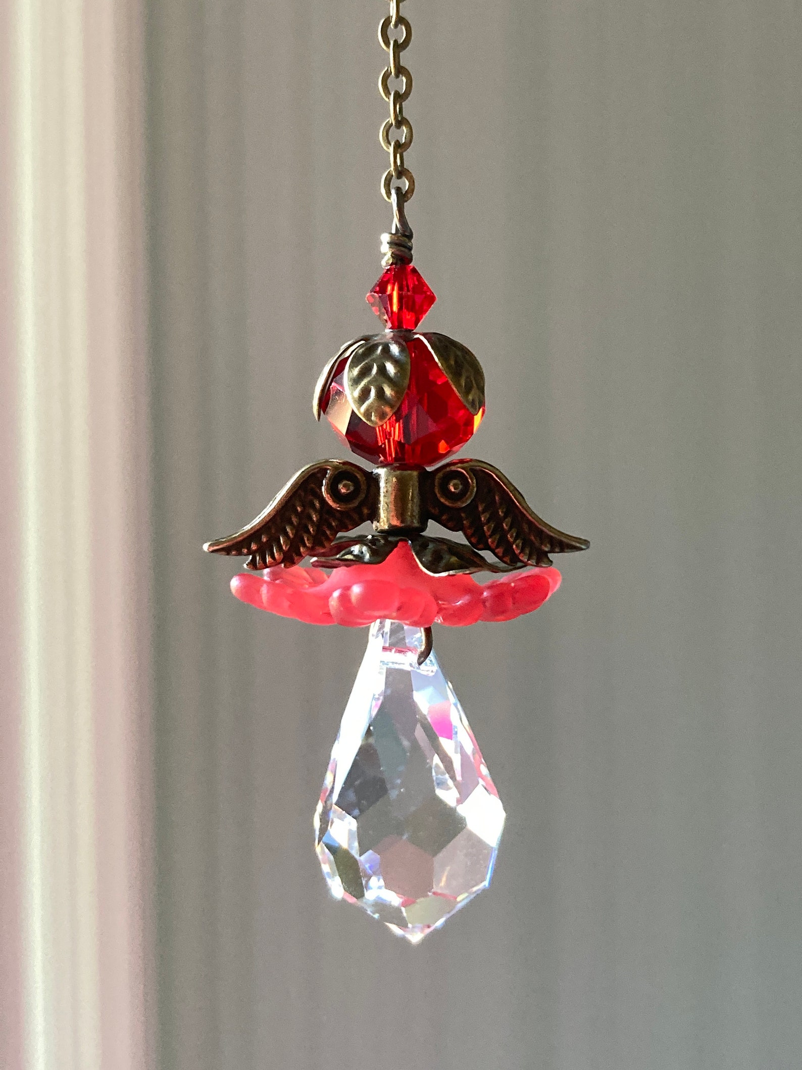 Small Teardrop Angel Prism Winged Angel Pendant Cobalt Blue Flower ...