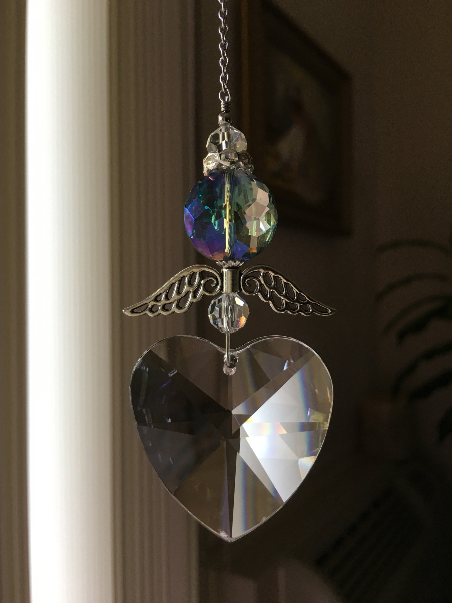 Blue Angel Memorial Ornament With Heart Sun Catcher Prism | Etsy