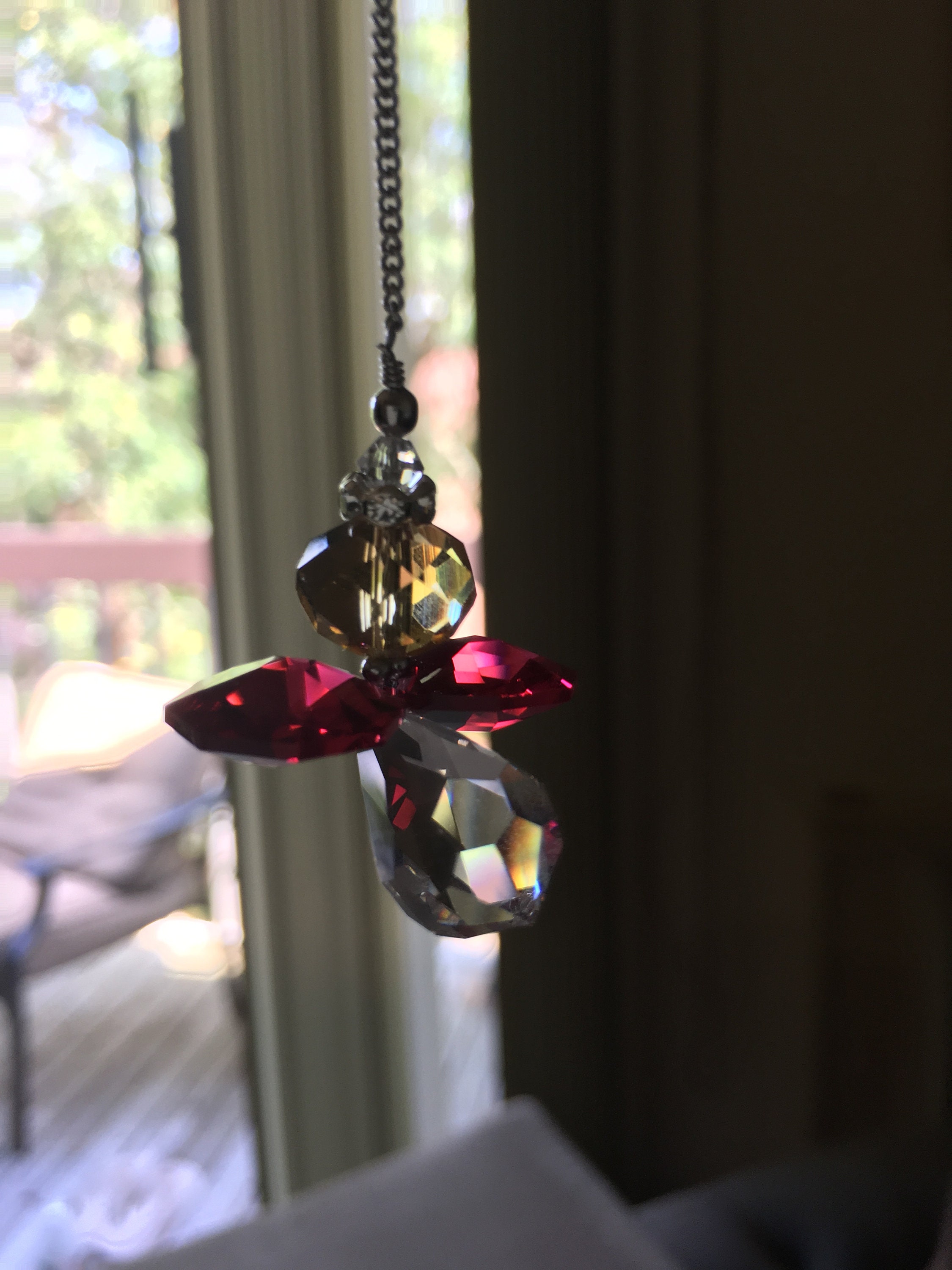 Small Flying Guardian Angel Prism Red Yellow Crystal Glass Angel ...