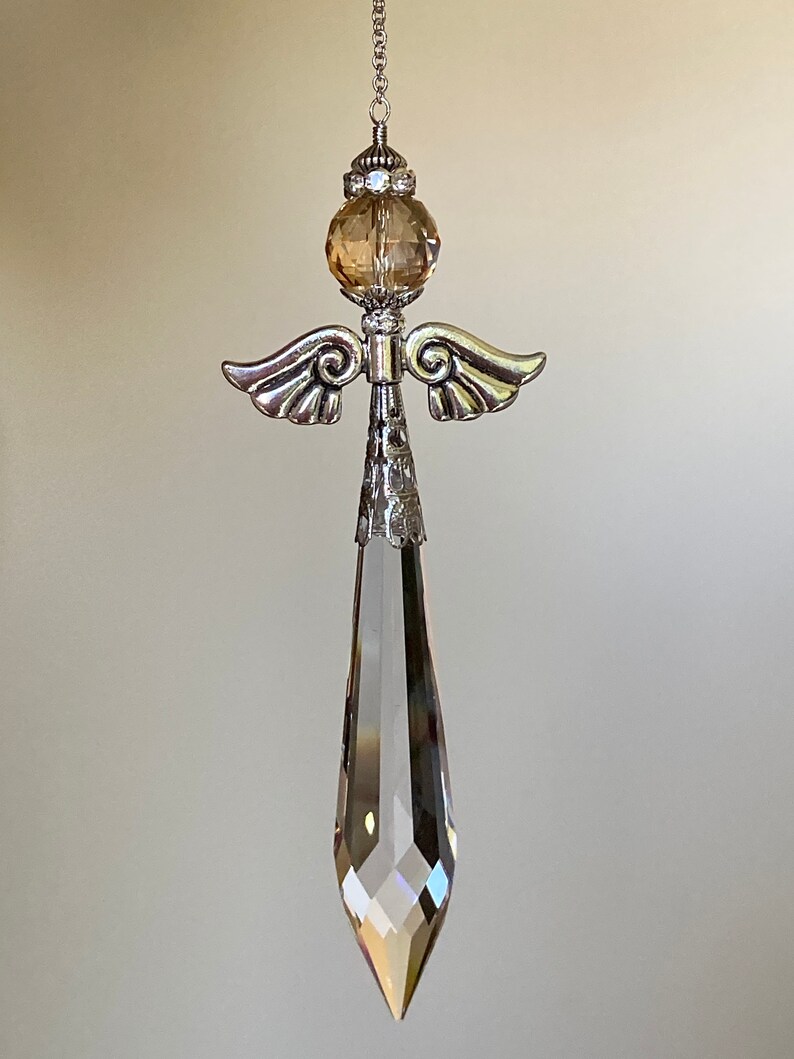 Icicle Cross Pendulum Angel Suncatcher Prism Religious Ornament Gift - Etsy