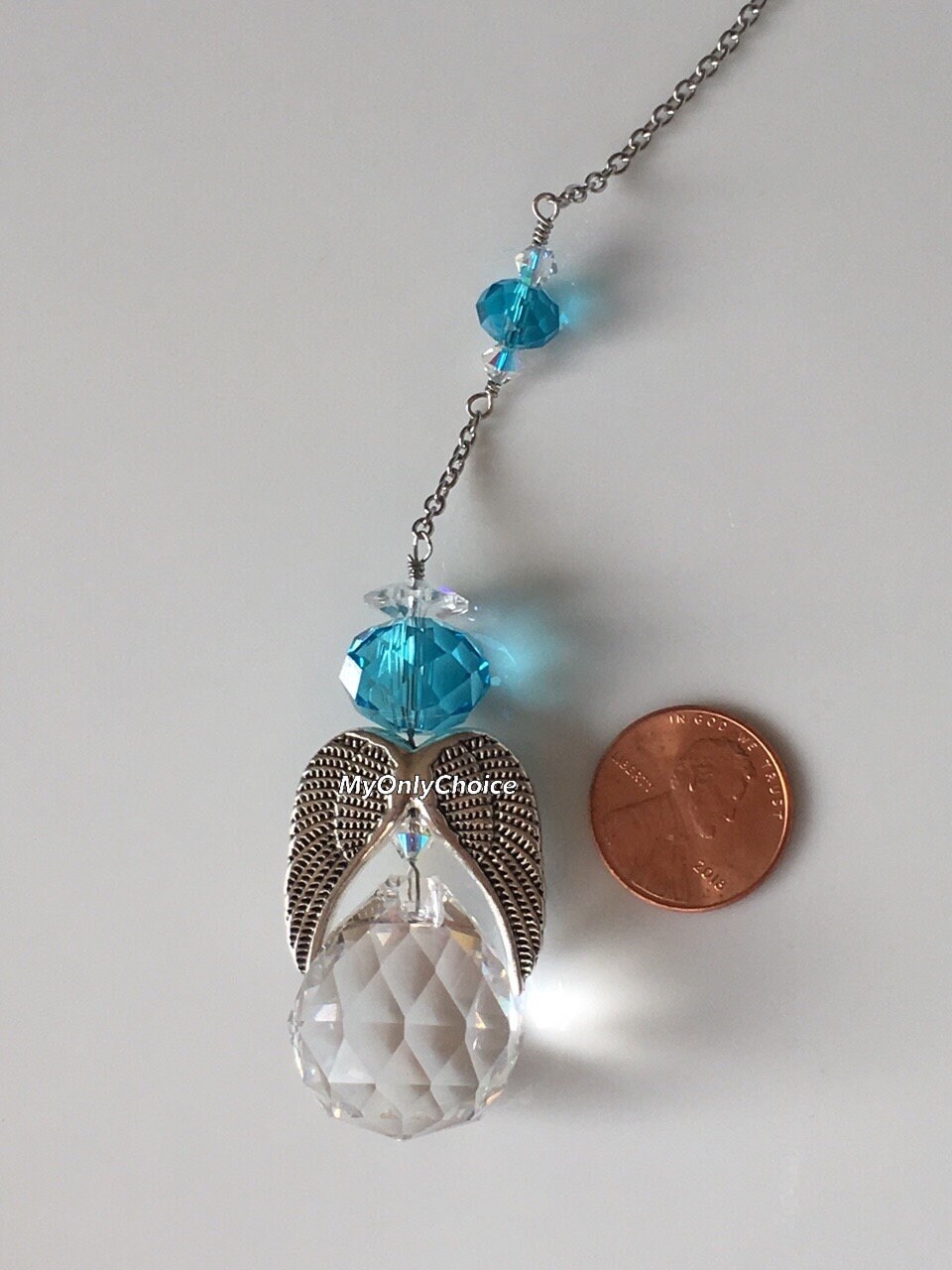 Blue Topaz Suncatcher Crystal Guardian Angel Silver Angel | Etsy