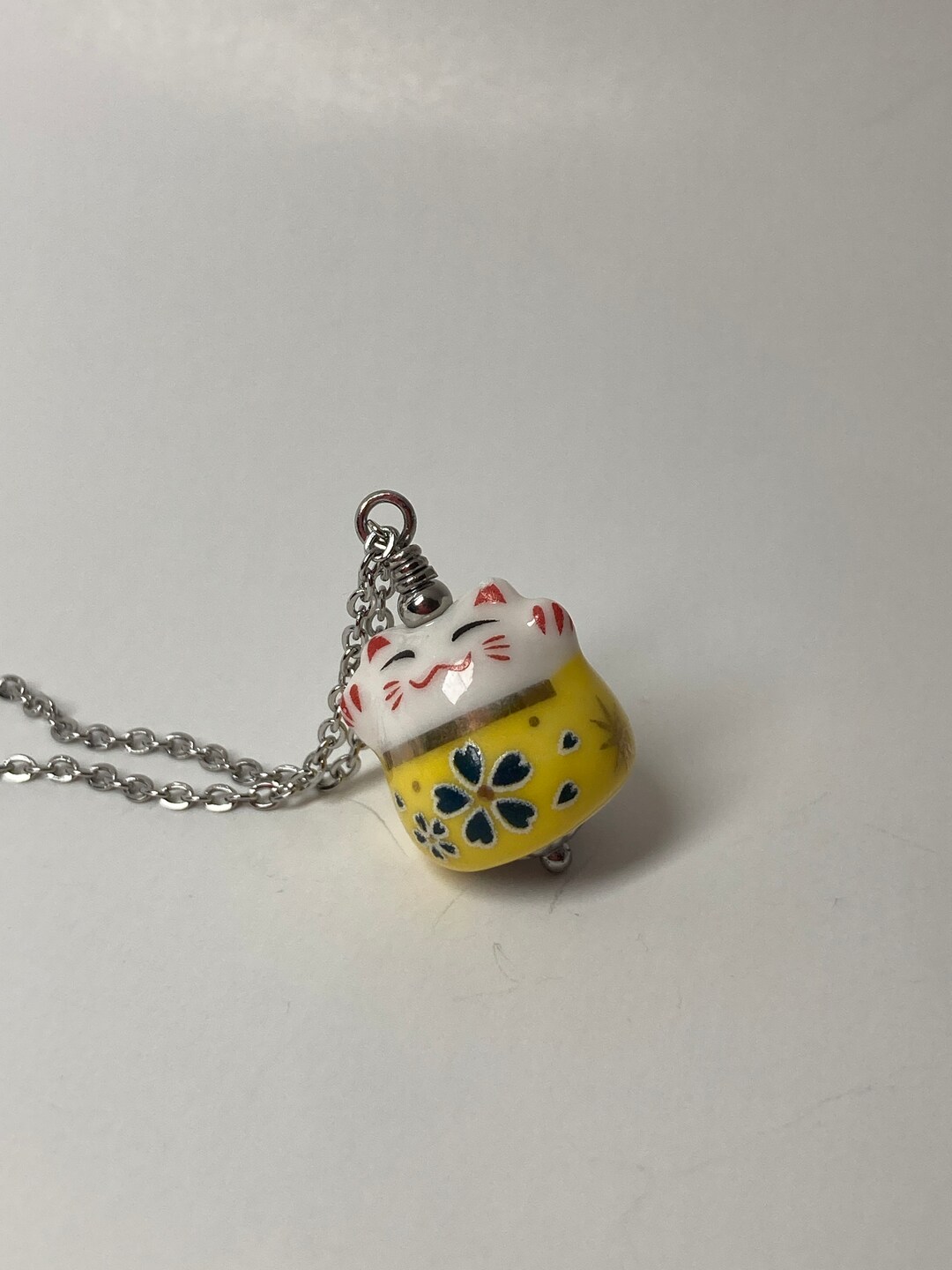 Kids Jewelry Red Maneko Neko Pendant Necklace Ceramic Kawaii Cat - Etsy