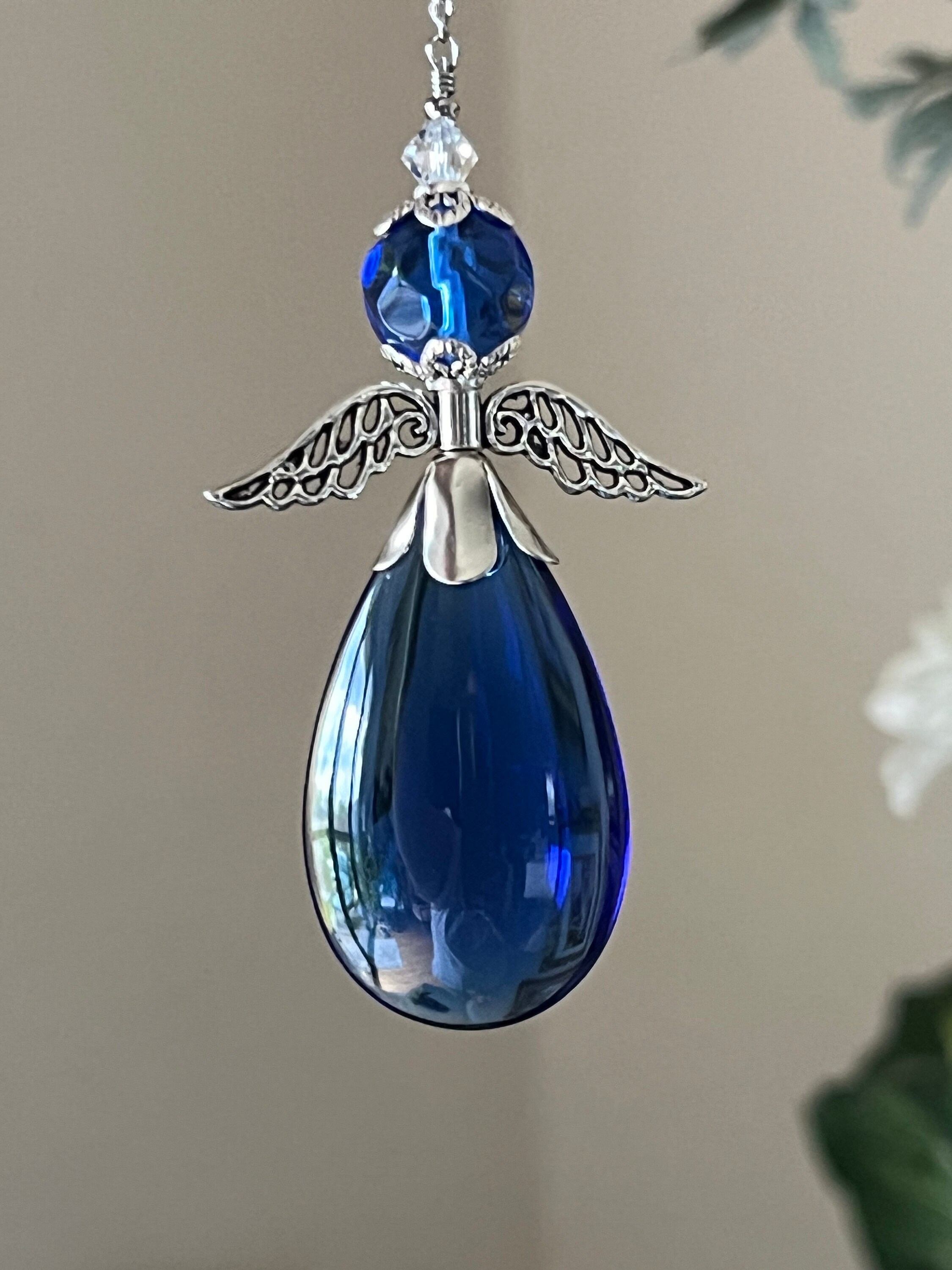 Royal Blue Angel Drop Pendant Ornament September Birthday - Etsy