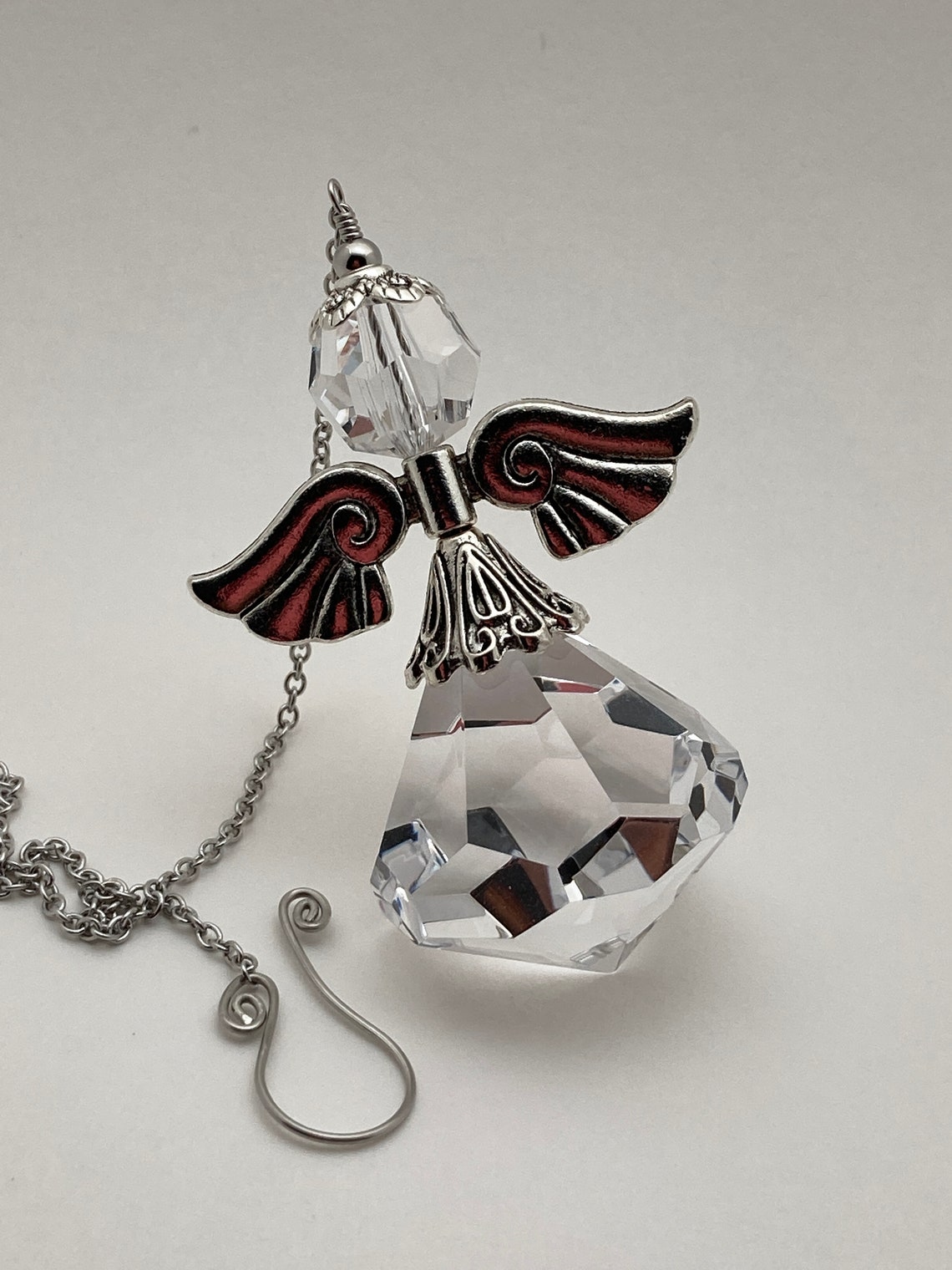 Comforting gift Winged angel prism Angel with silver wing | Etsy