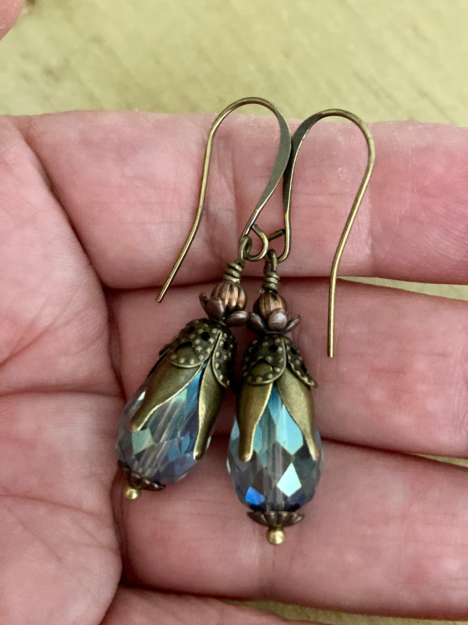 Vintage Style Mermaid Teardrop Glass Dangle Earring - Etsy
