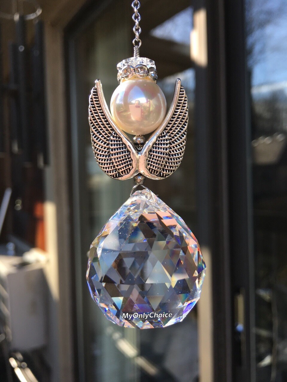 Angel Wings W/crystal Sun Catcher Window Prism Hanging Crystal Light ...