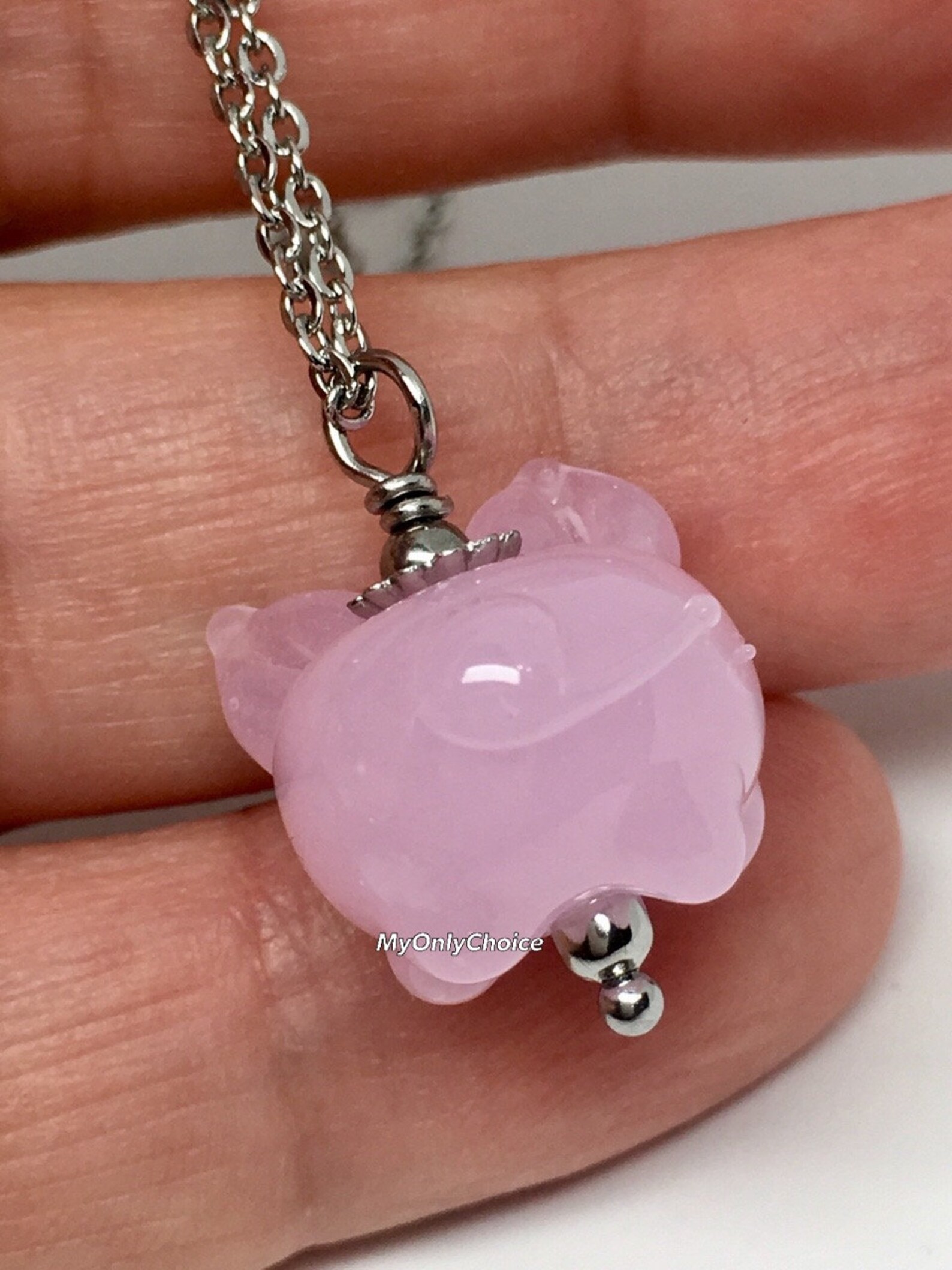 Pink Pig Glass Pendant Necklace Hog Pendant Piglet Miss | Etsy