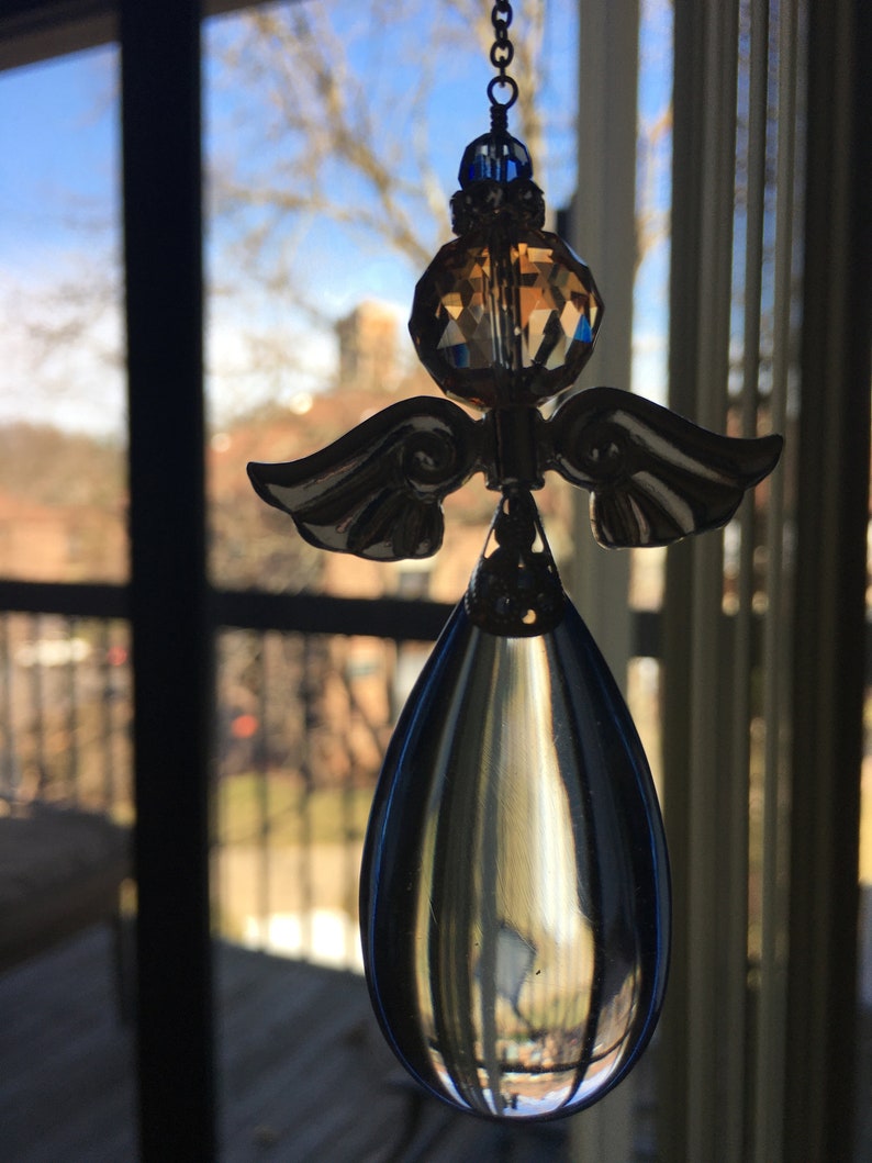 Baby Blue Teardrop Guardian Angel Pendant Angel Wing Pendant - Etsy