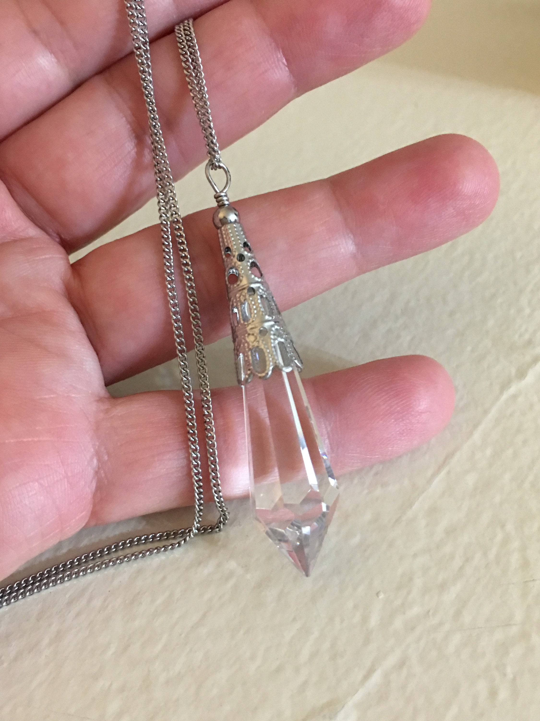 Crystal Clear Icicle Prism Pendulum Necklace Icicle Pendant Crystal ...